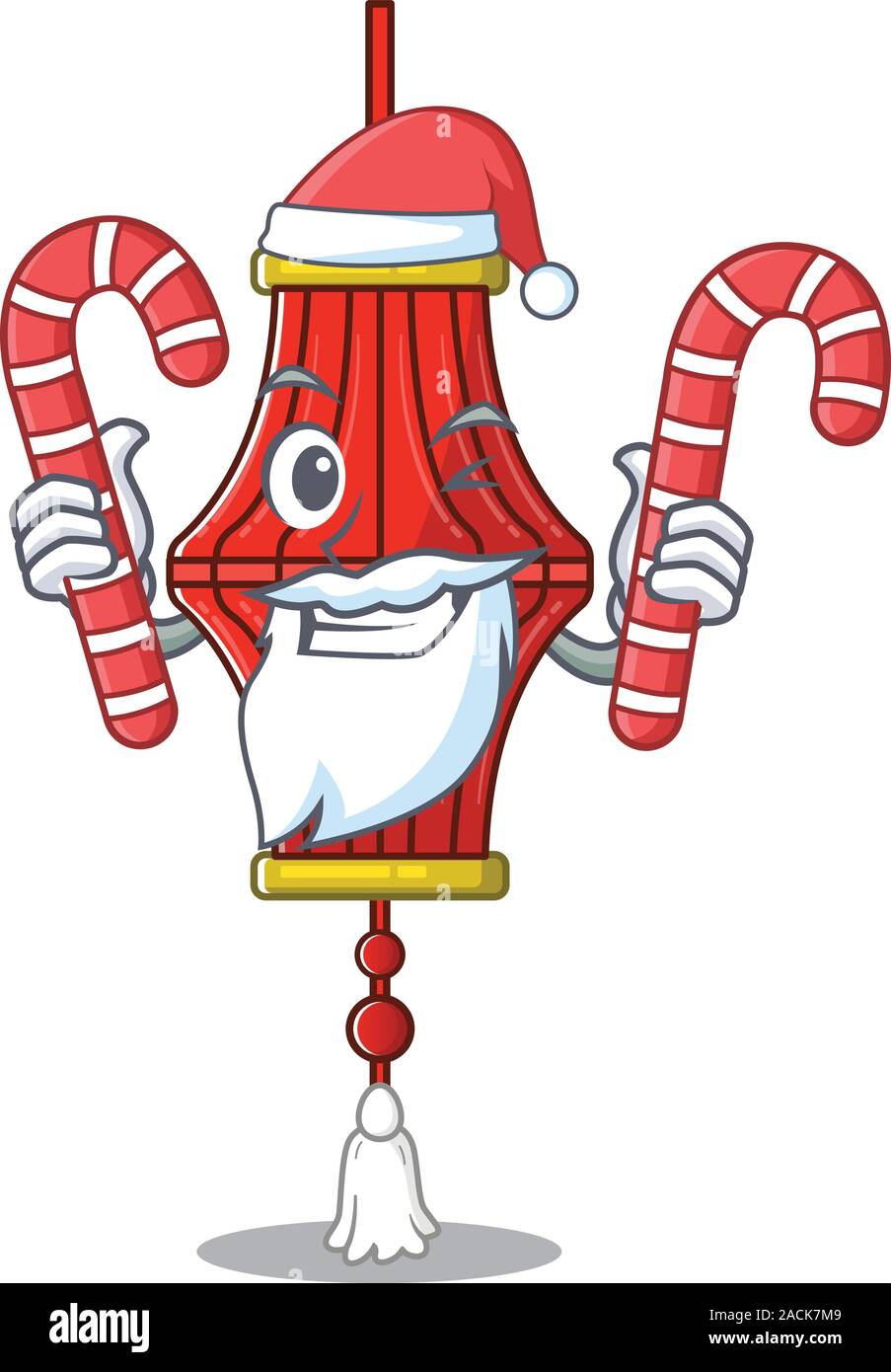 Chinese paper lanterns Cartoon character in Santa with candy Stock ...