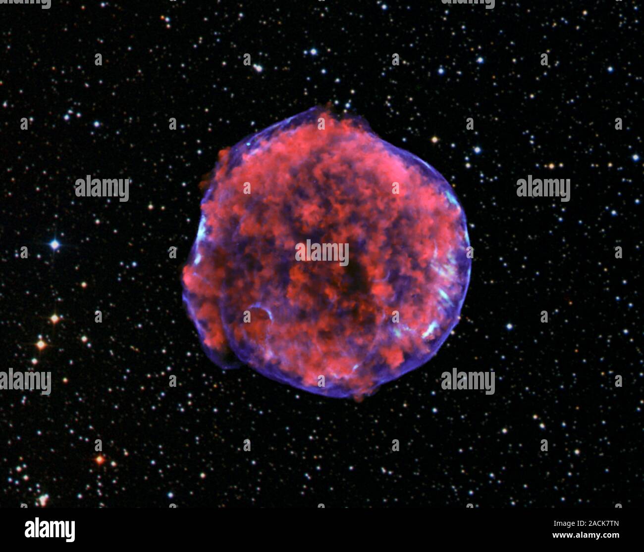 Tycho supernova remnant (SN 1572), X-ray image. This expanding cloud of ...