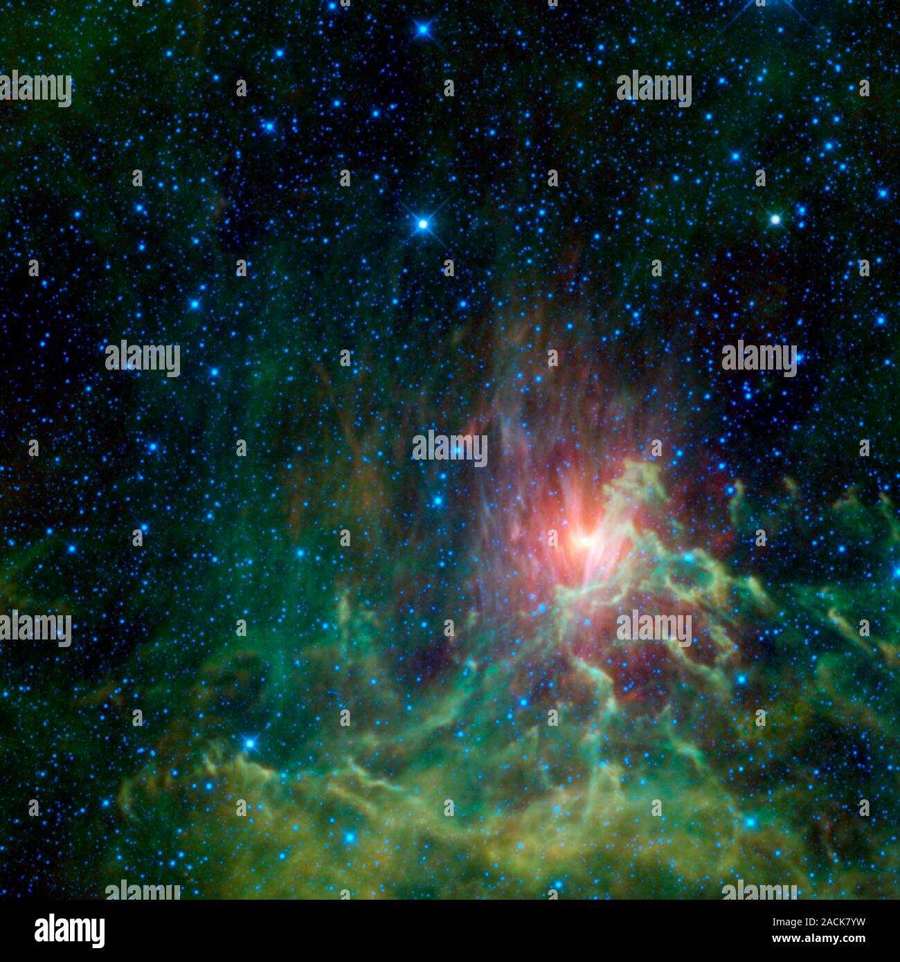 Flaming Star Nebula, infrared image. This nebula is located around 1500 ...