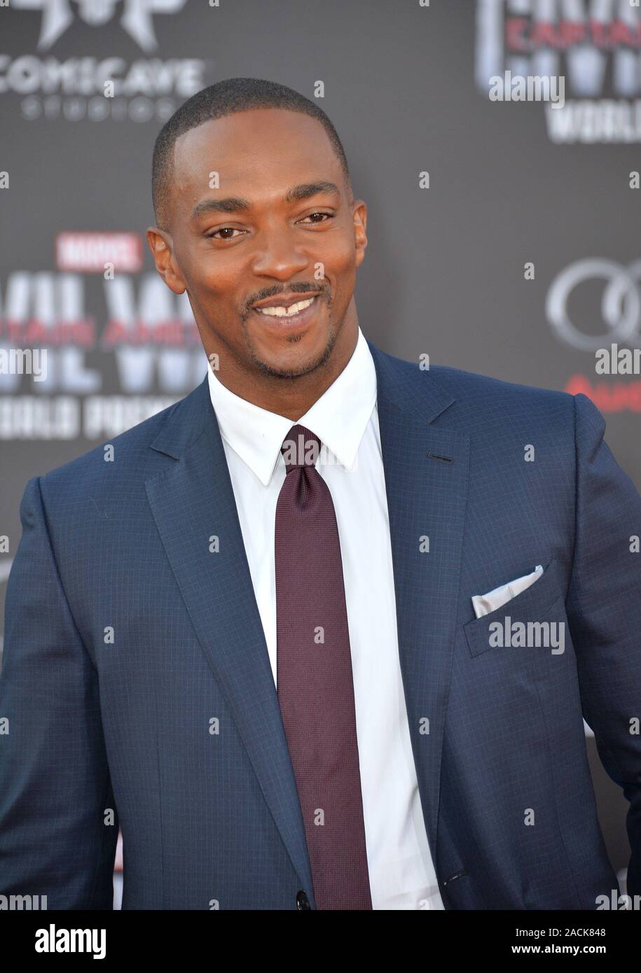 LOS ANGELES, CA. April 12, 2016: Actor Anthony Mackie at the world ...