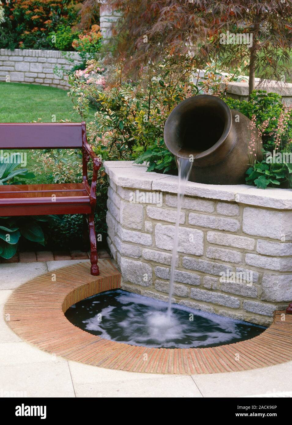 Water feature. Photographed at the Chelsea Flower Show, London, UK ...