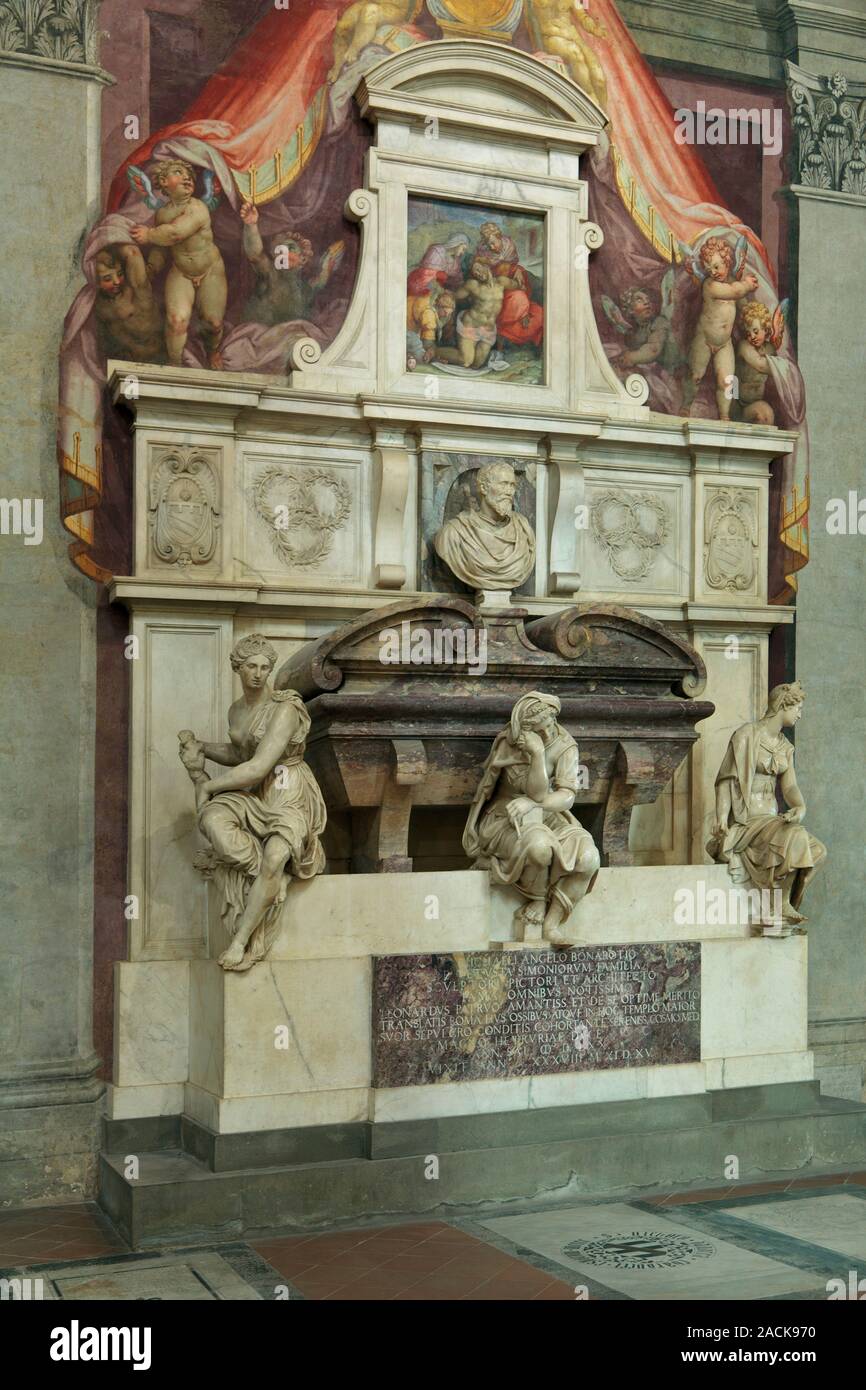 Tomb of Michaelangelo Buonarotti, Basilica di Santa Croce, Florence ...