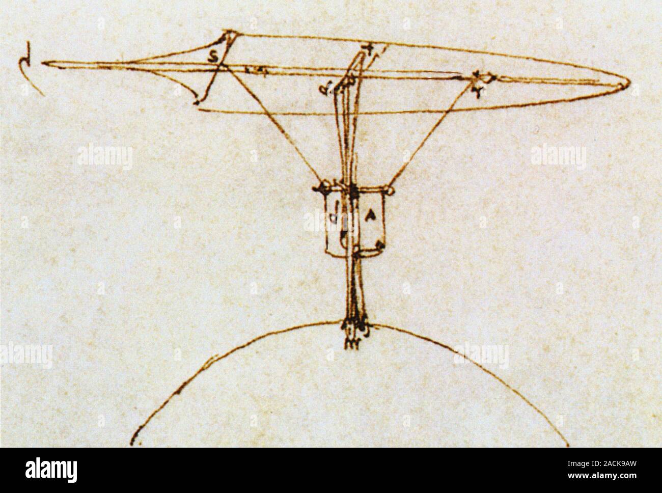 Leonardo da Vinci's study of a 'kite-glider' (hang glider) for ...