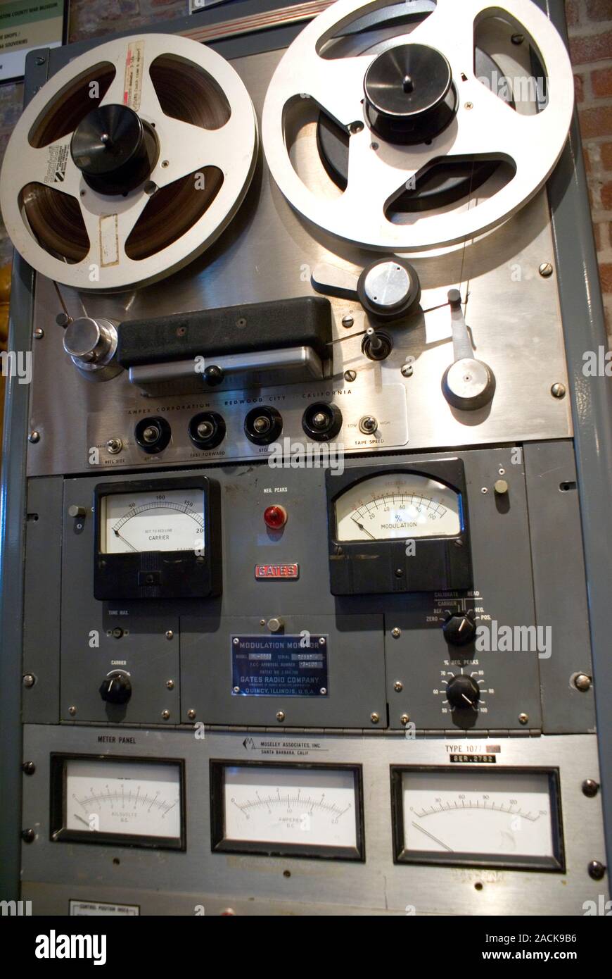 Ampex reel-to-reel tape recorder and Gates Radio Company modulation ...