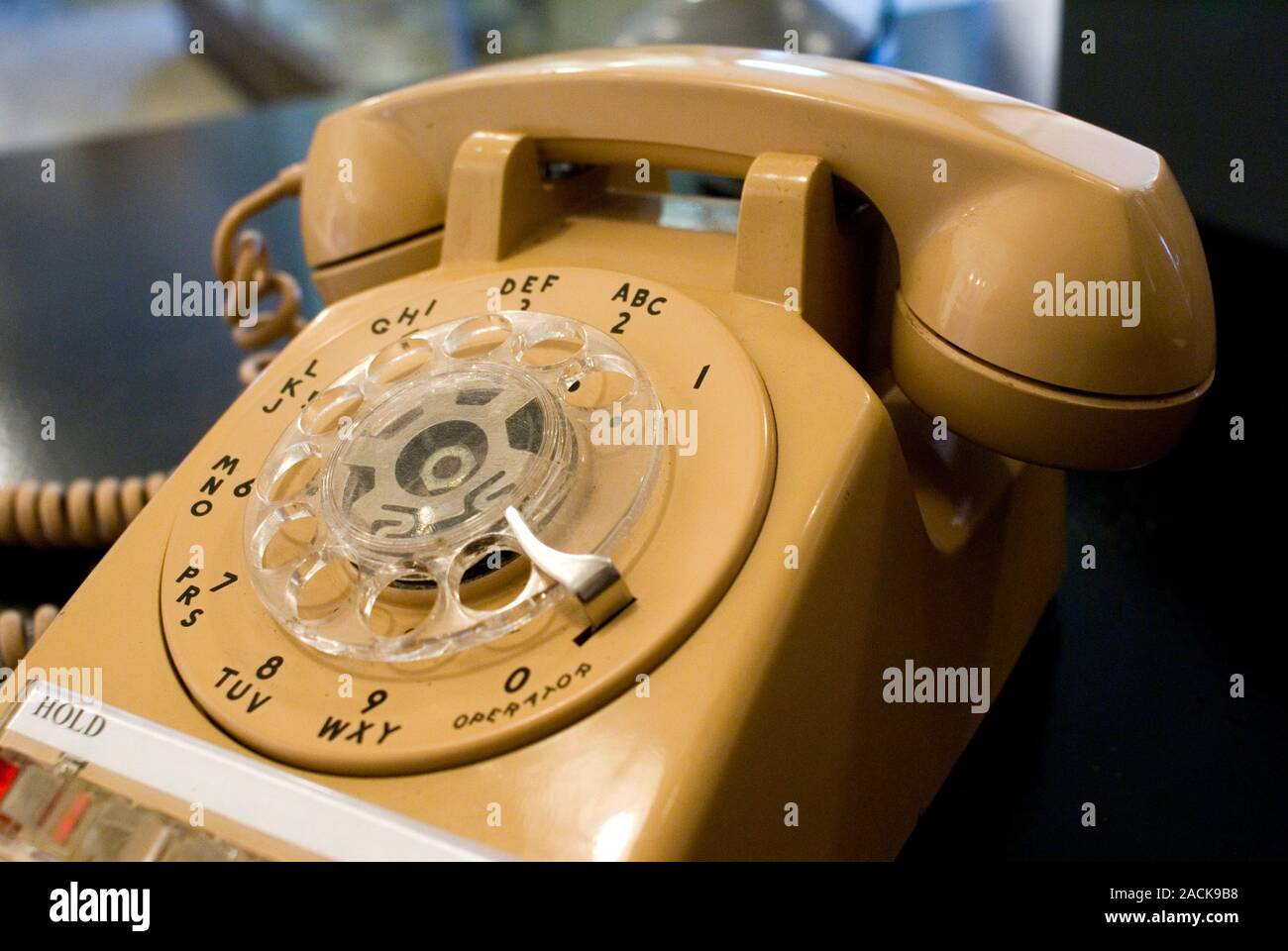 Plastic rotary-dial telephone photographed at Route 66 Hall of Fame and ...