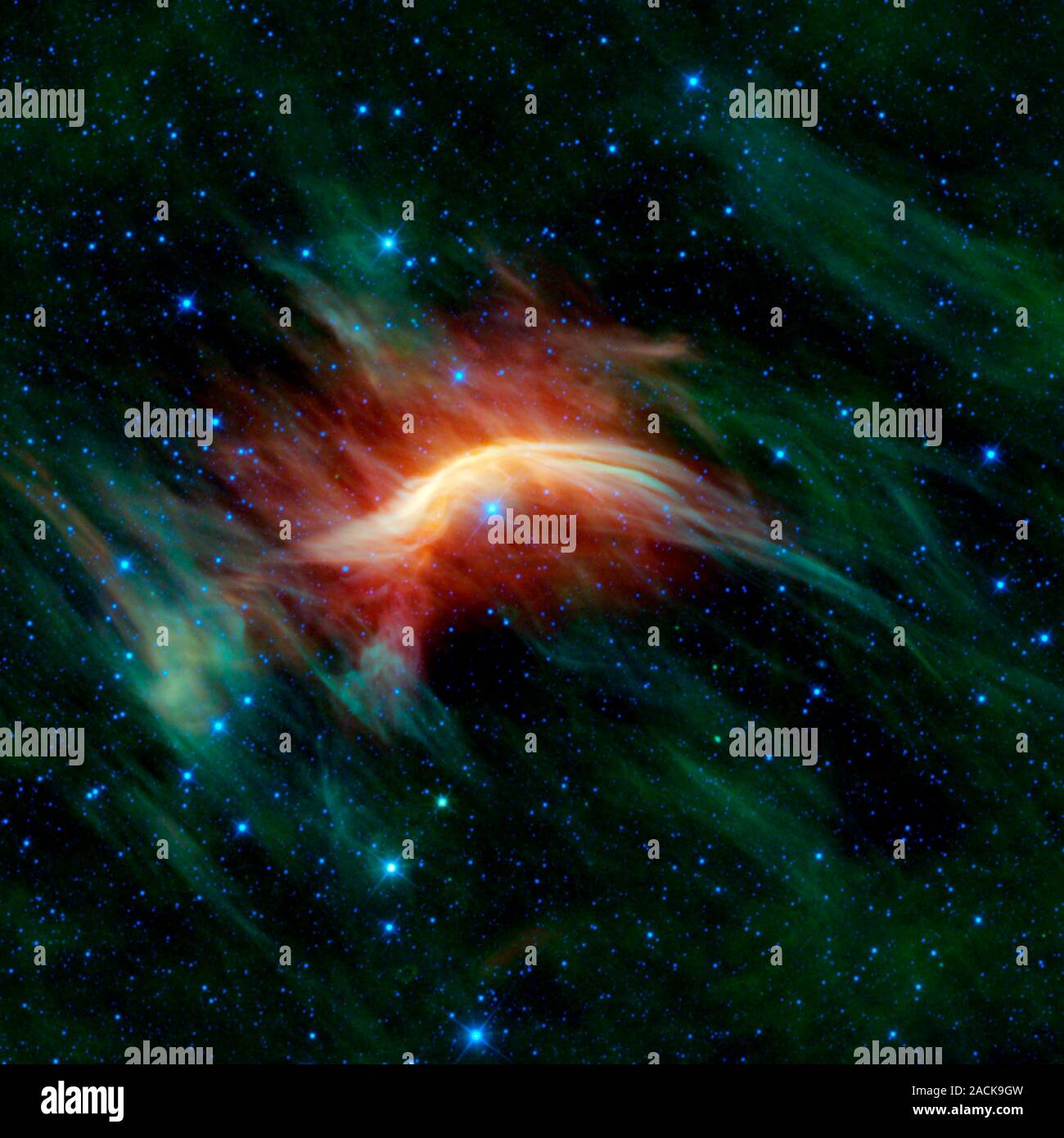 Zeta Ophiuchi star. Infrared image showing the hot bright blue star ...