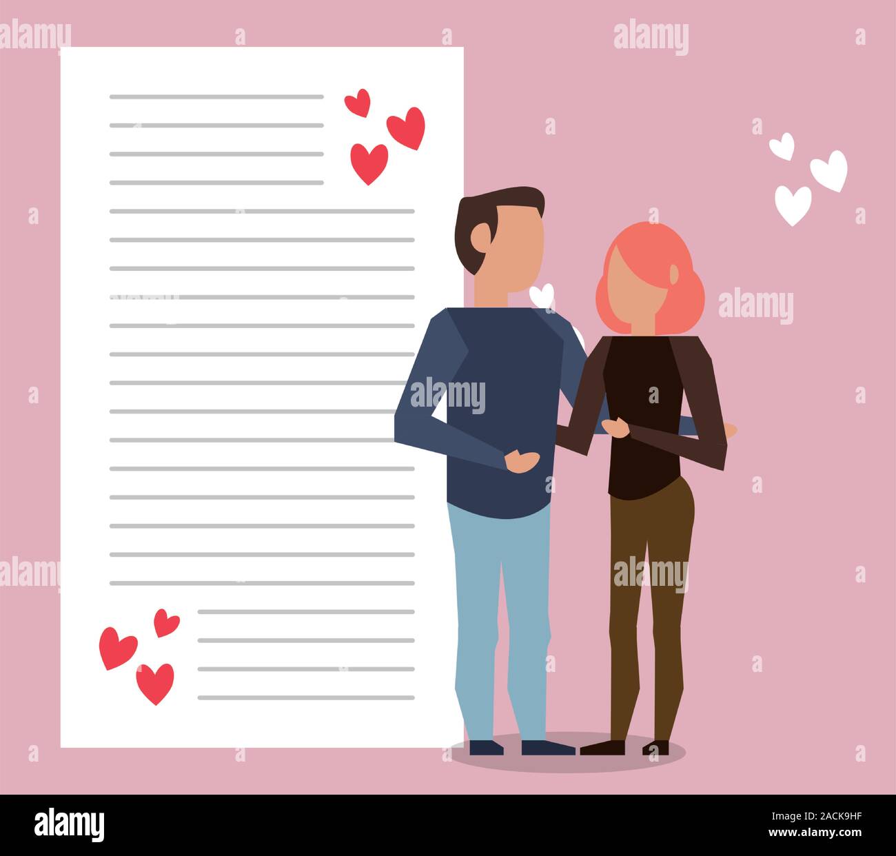 cute lovers couple with letter and hearts Stock Vector Image & Art - Alamy
