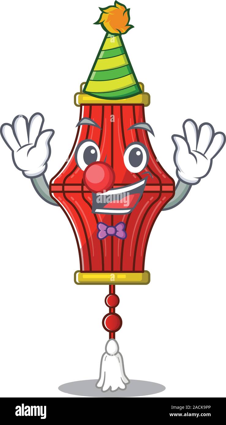 Cute Clown chinese paper lanterns placed on cartoon character mascot ...