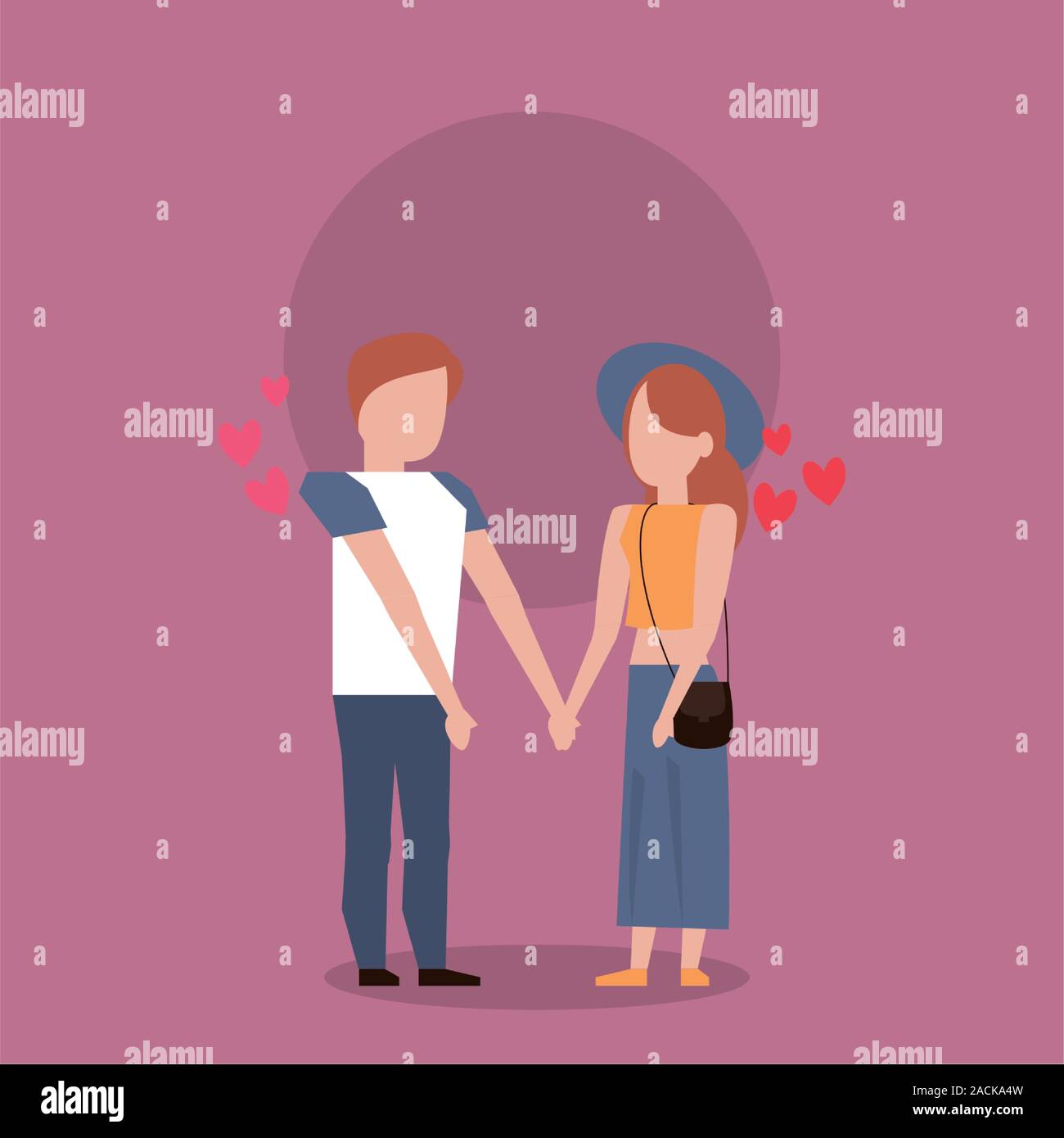 cute lovers couple characters with hearts love Stock Vector Image & Art ...