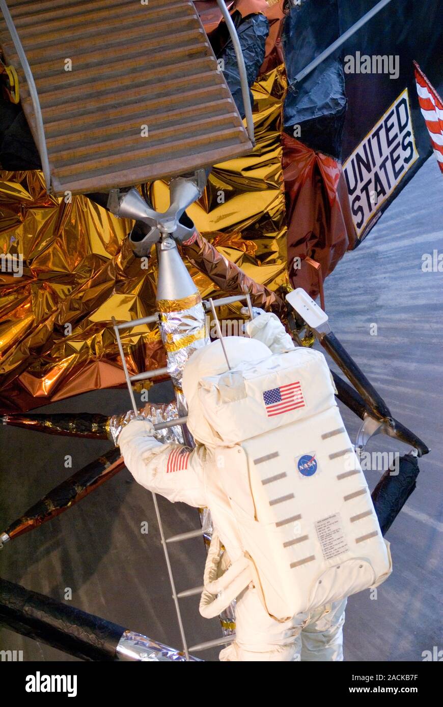 Astronaut descending ladder of Apollo Lunar Module at the National Air ...