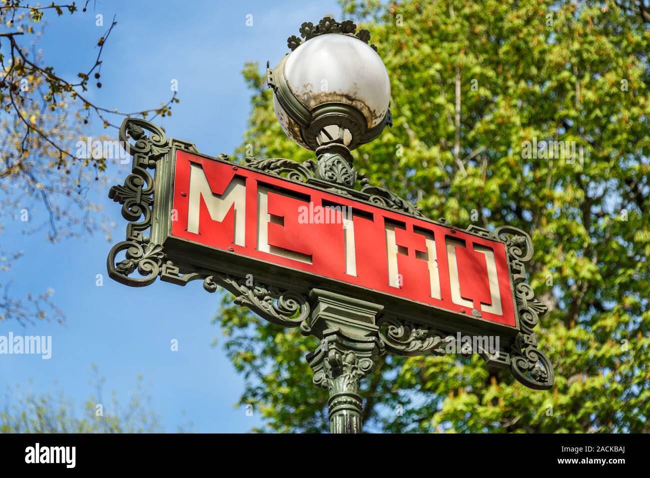 Paris, France, March 30, 2017: Metro subway underground sign Paris ...