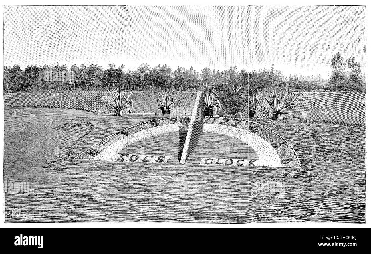 Botanical sundial. This sundial was located in one of the parks or ...