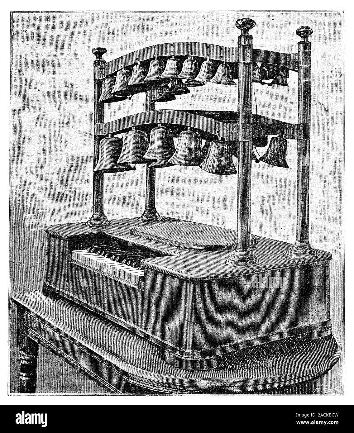 Electric carillon. This device is a set of bells tuned to ring ...