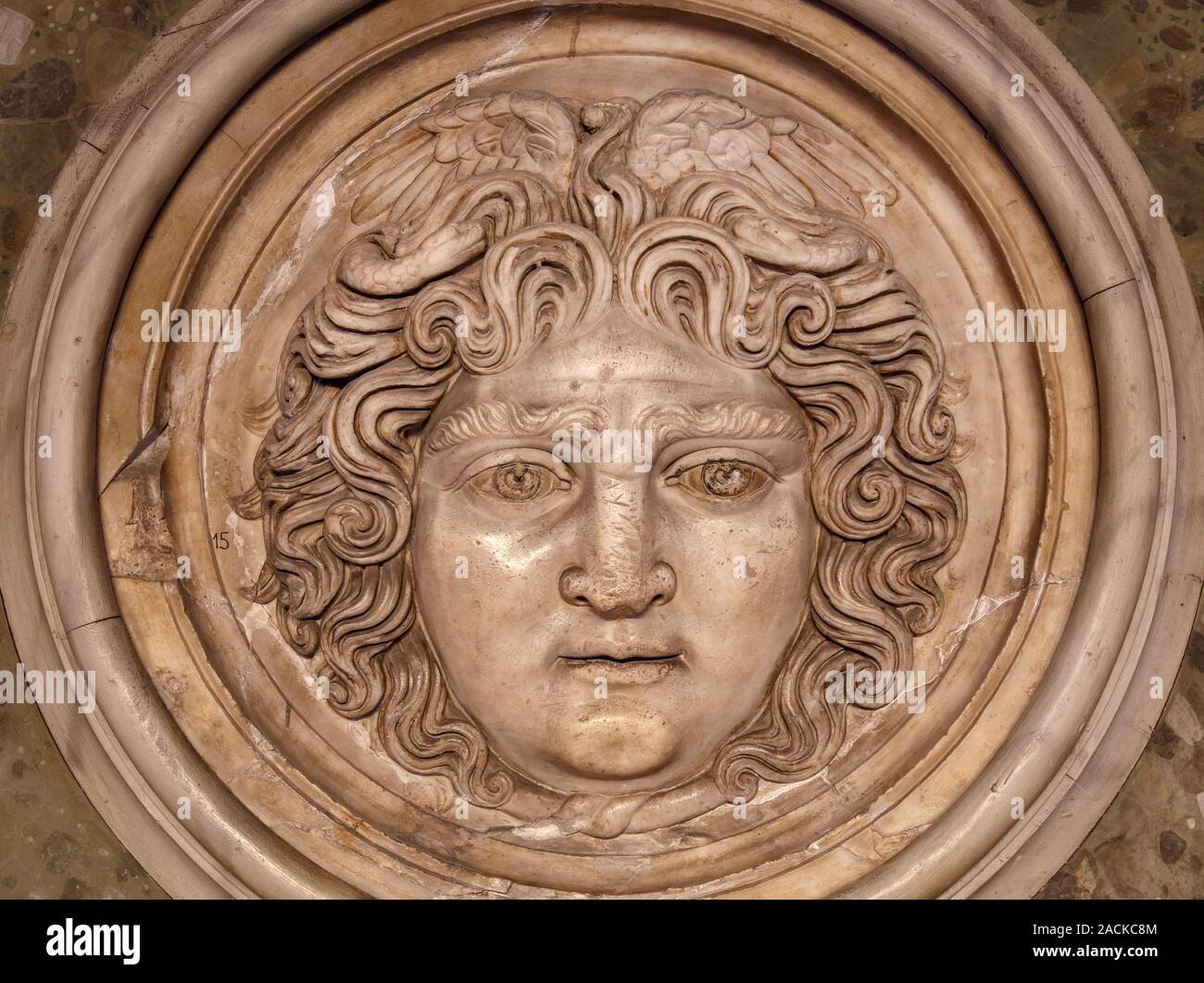 Medusa face sculpture. Head portrait of MedusaIn Greek mythology Medusa ...