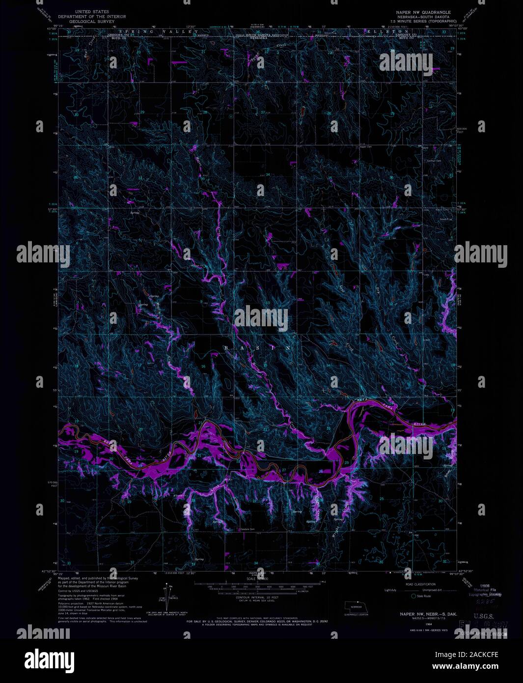 USGS TOPO Map South Dakota NE Naper NW 316824 1964 24000 Inverted ...