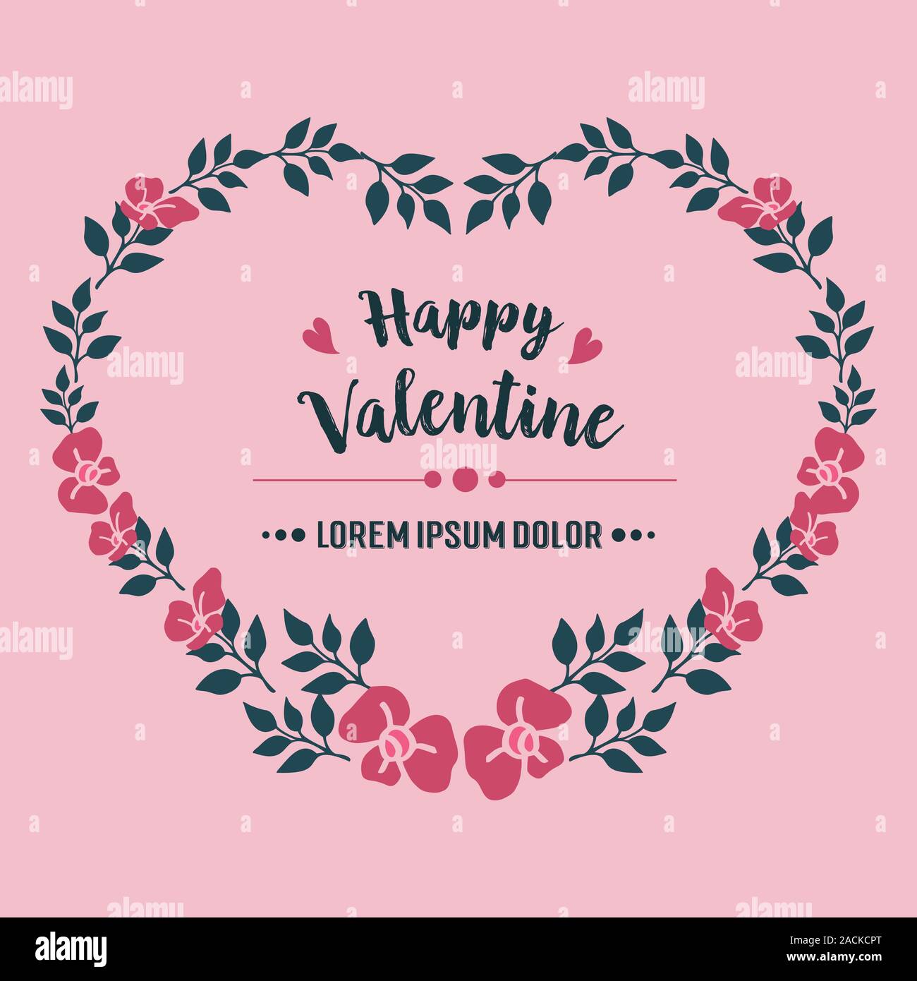 Design Beautiful Greeting Card Of Happy Valentine With Ornate Of Pink