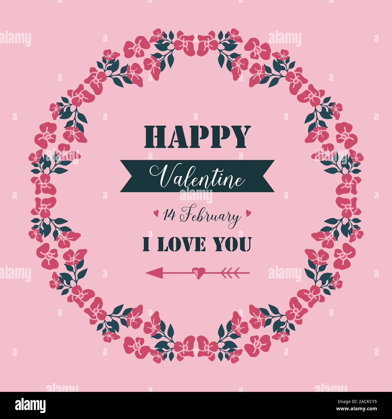Design Beautiful Greeting Card Of Happy Valentine With Ornate Of Pink