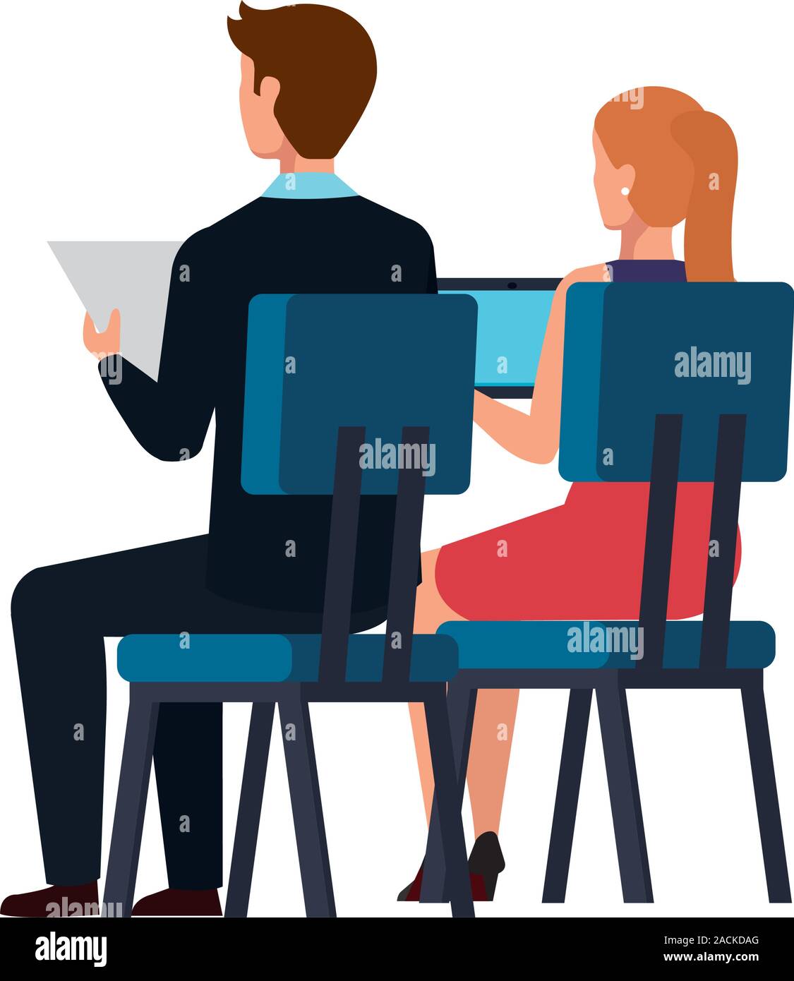 back business people sitting in chair isolated icon Stock Vector Image ...