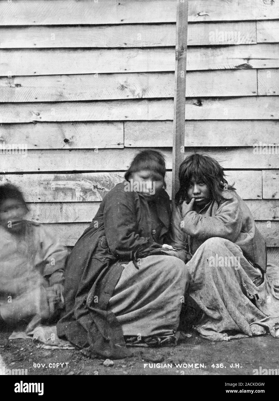 Fuegian women. Natives of Tierra del Fuego, the archipelago at the far ...