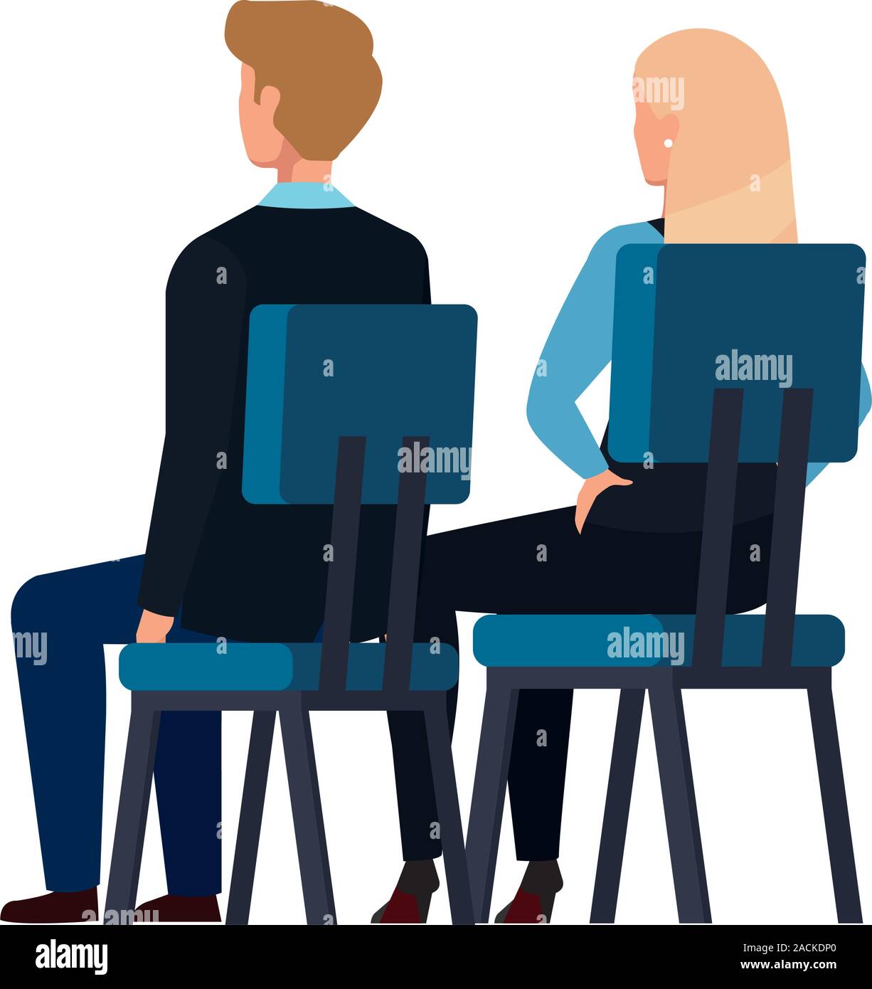 back business people sitting in chair isolated icon Stock Vector Image ...