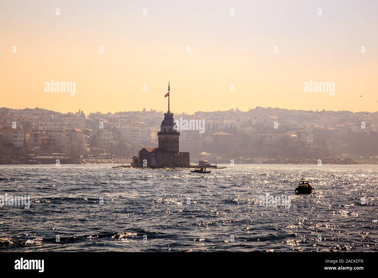 Built in the middle of the Bosporus strait, the Maidens Tower or Kiz ...