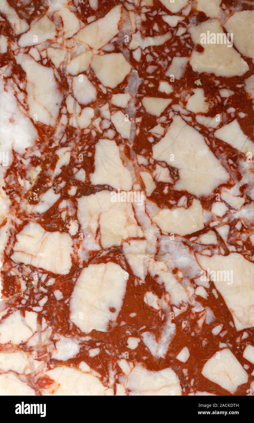 Marble mineral specimen. This is a specimen of breccia coallina rosa ...