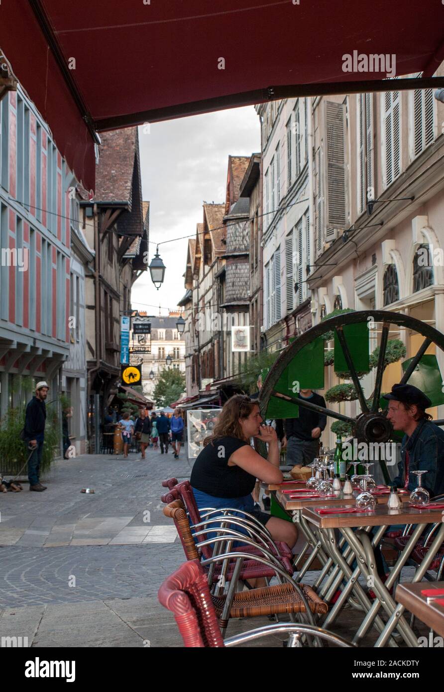 Troyes, France - August 31, 2018: Tourists exploring the streets of ...
