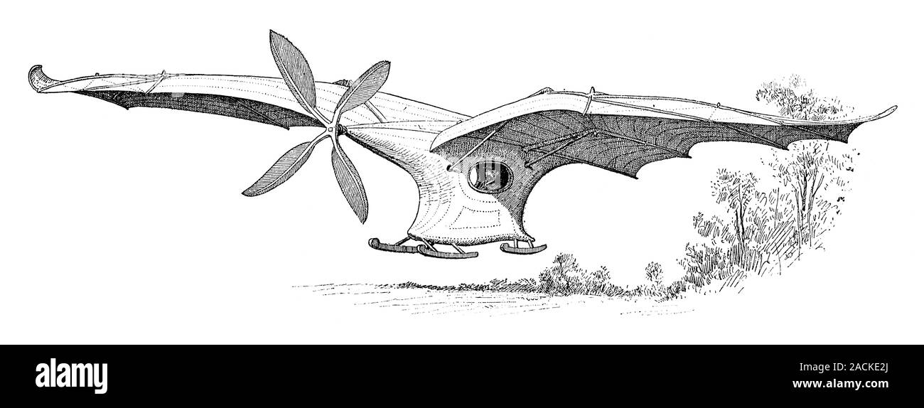 Ader's flying machine. Clement Ader (1841-1926) was a French engineer ...