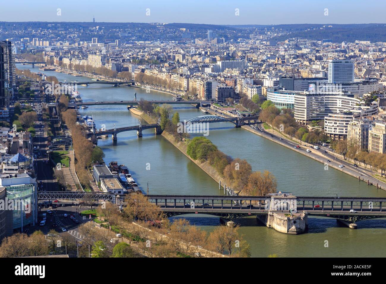Paris, France, March 30, 2017: Aerial view of Paris from the Eiffel ...
