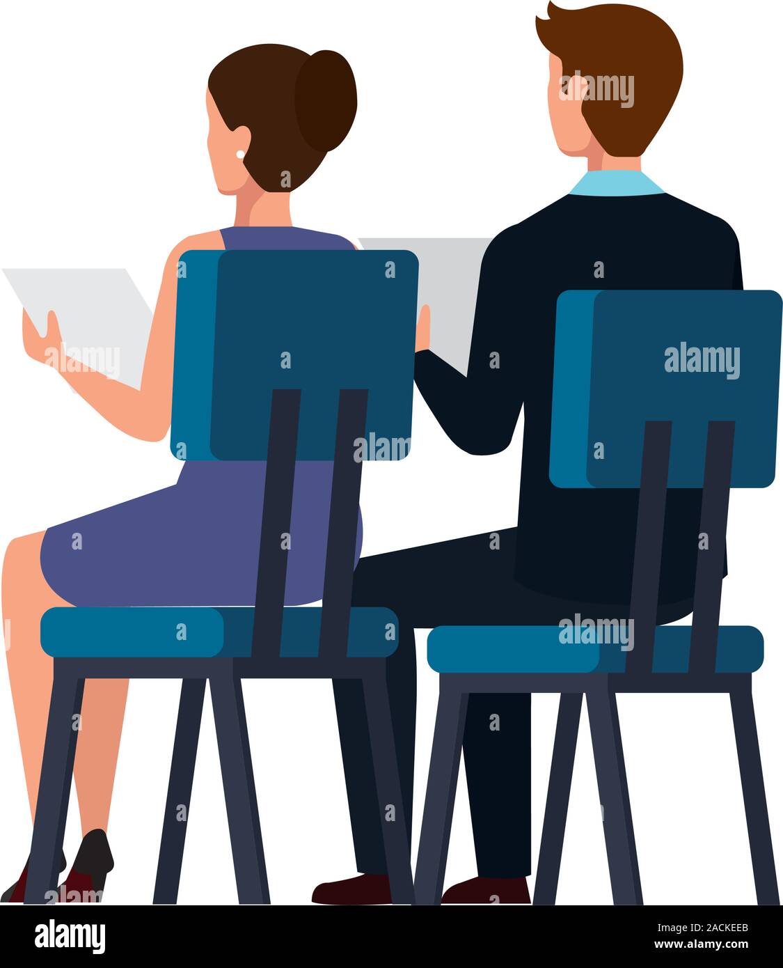 back business people sitting in chair isolated icon Stock Vector Image ...
