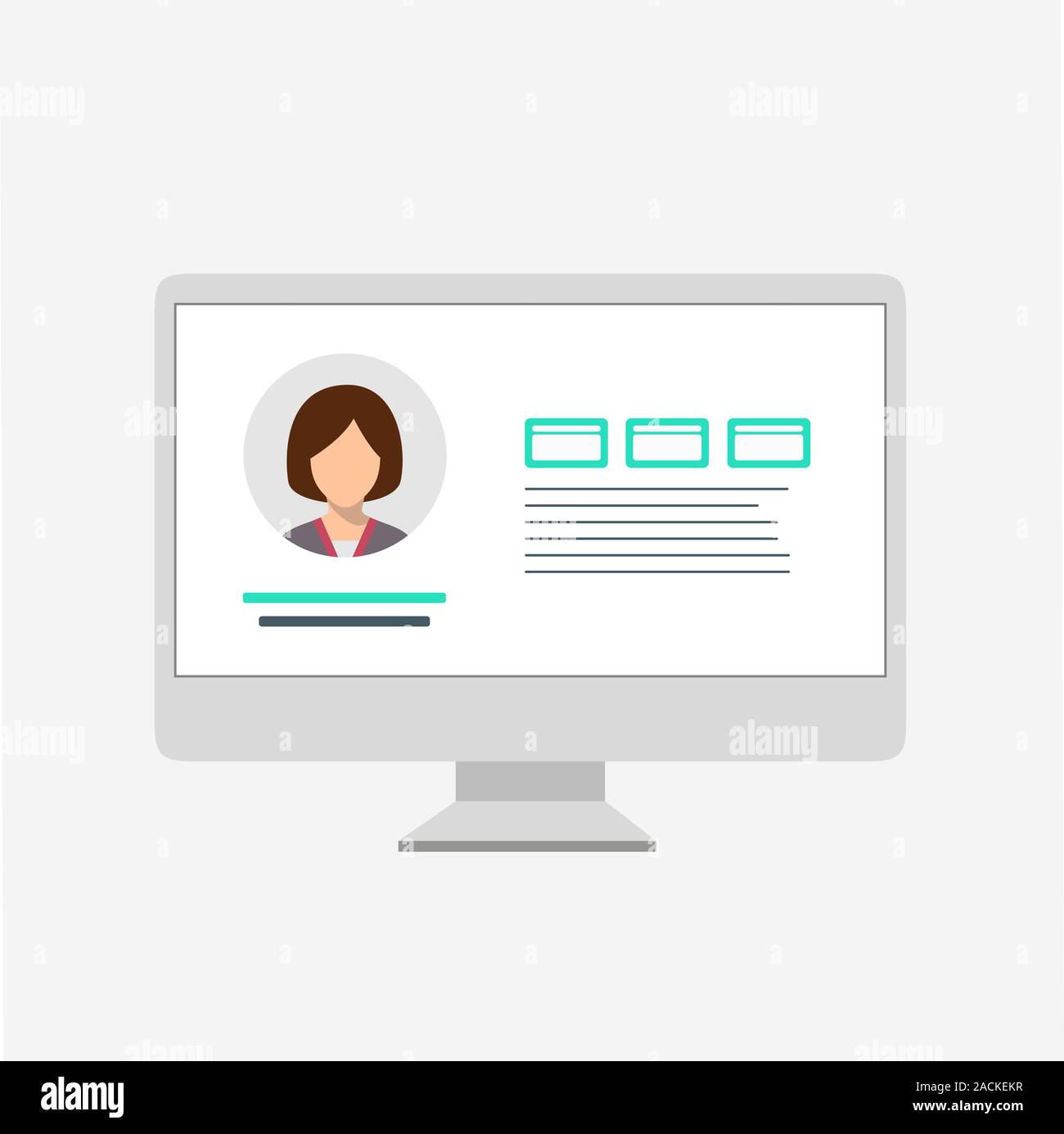 Social network website wireframe template. Flat vector illustration on ...