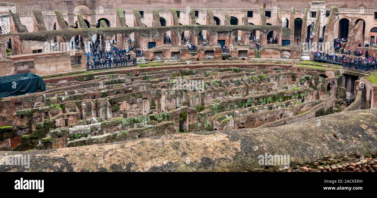 Rome Italy. Internal view of the Colosseum, famous for shows with ...