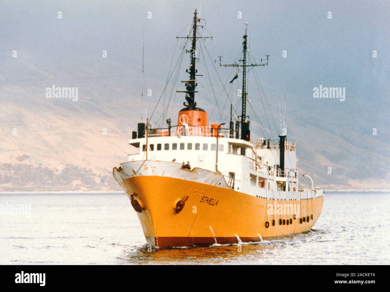 Met Office ocean weather ship (OWS). This is the OWS Starella, an ocean ...