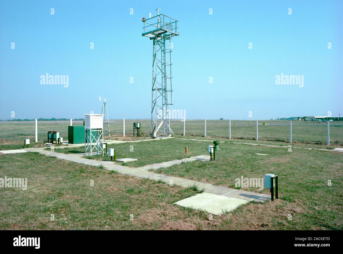 Met Office weather station. Anemometers on the tower and the ground ...