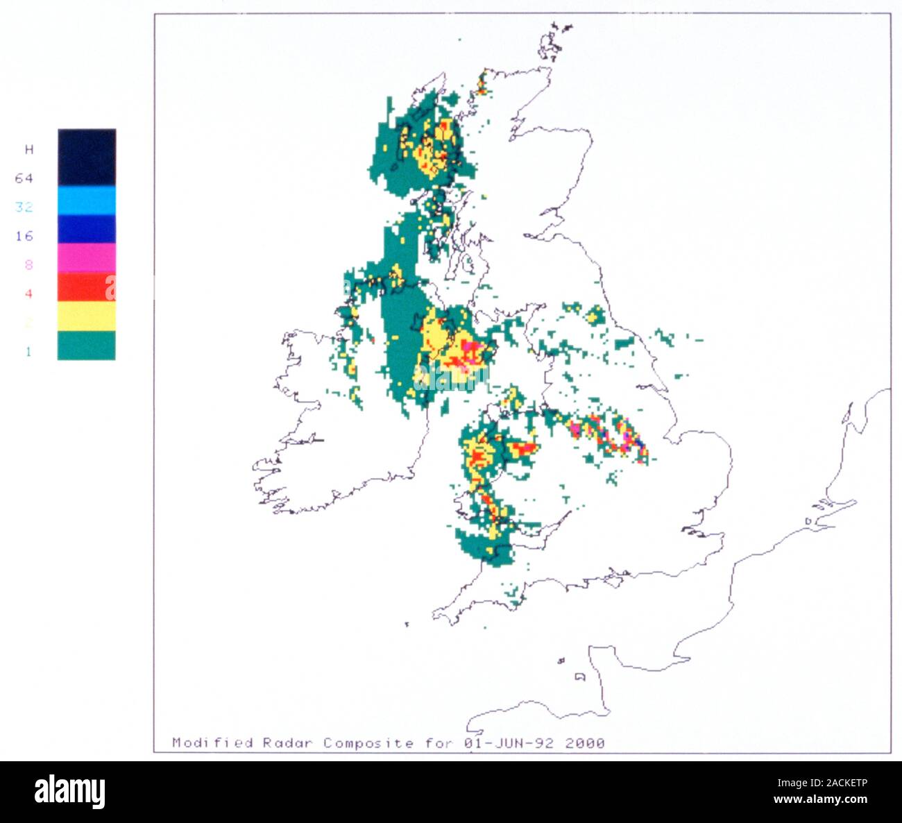 Weather radar display sequence. Weather radar detects rainfall by ...