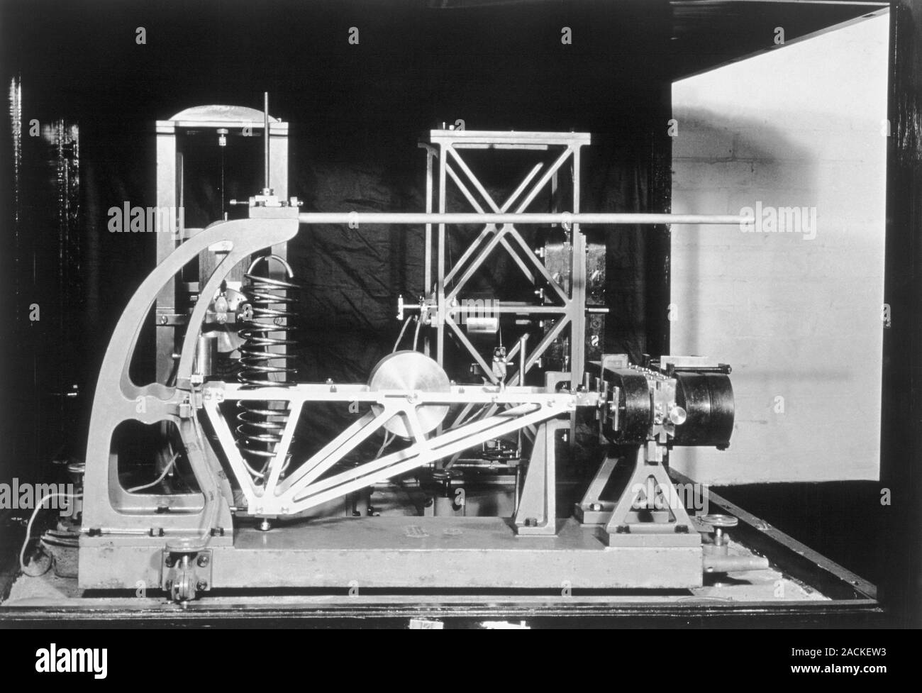 Seismograph at Kew Observatory. This Galitzen seismograph (casing ...