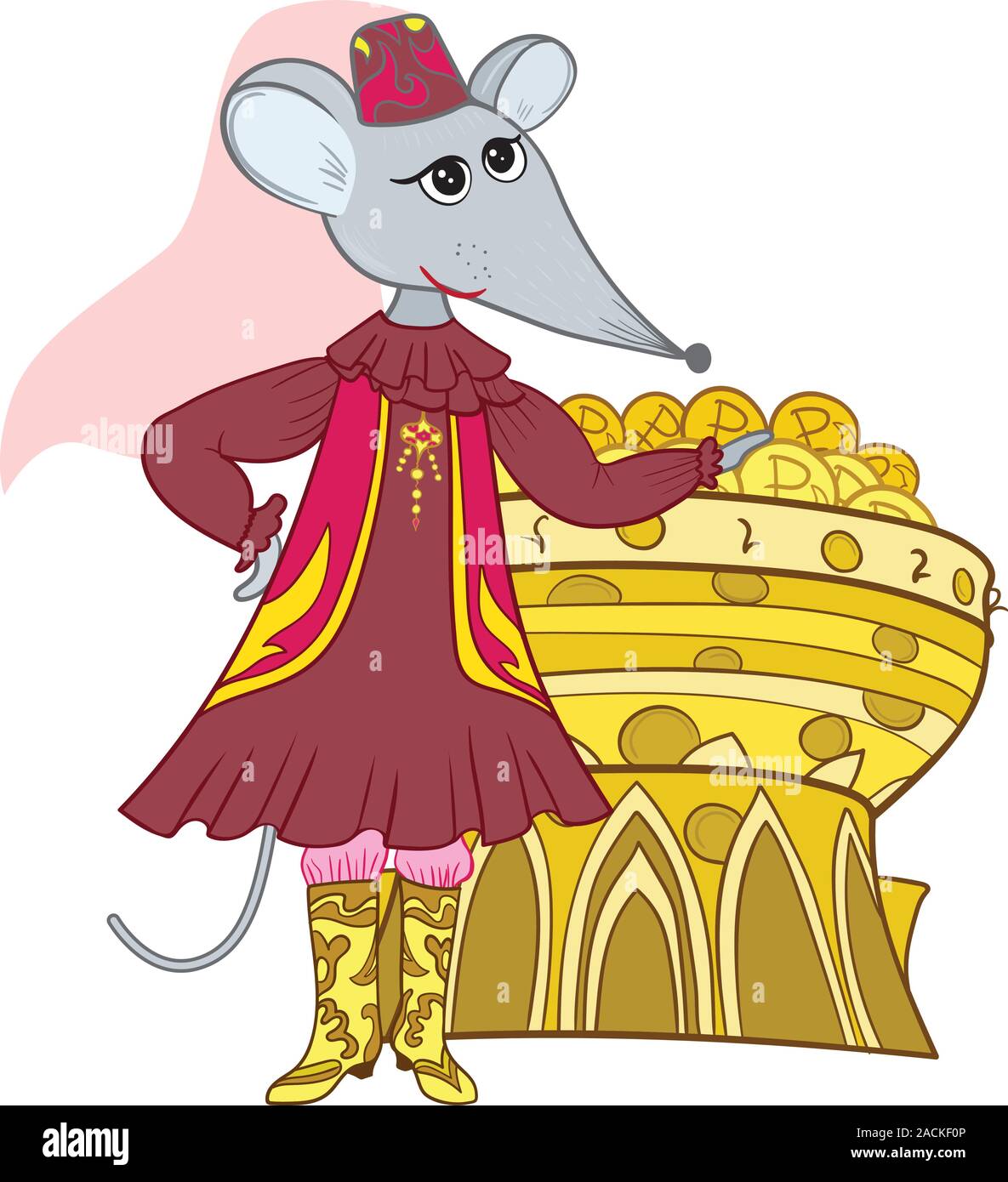 Funny Tatar Muslim Mouse Vector Sketc Illustration Stock Vector Image ...