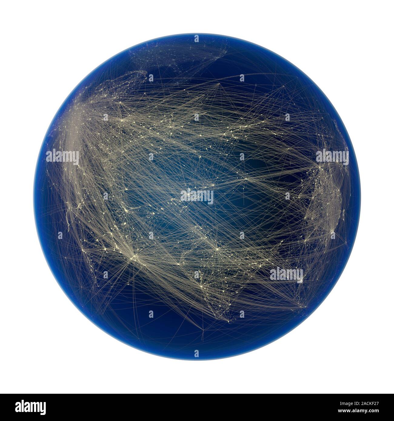 Air traffic routes over Eurasia. Global map showing air traffic routes ...