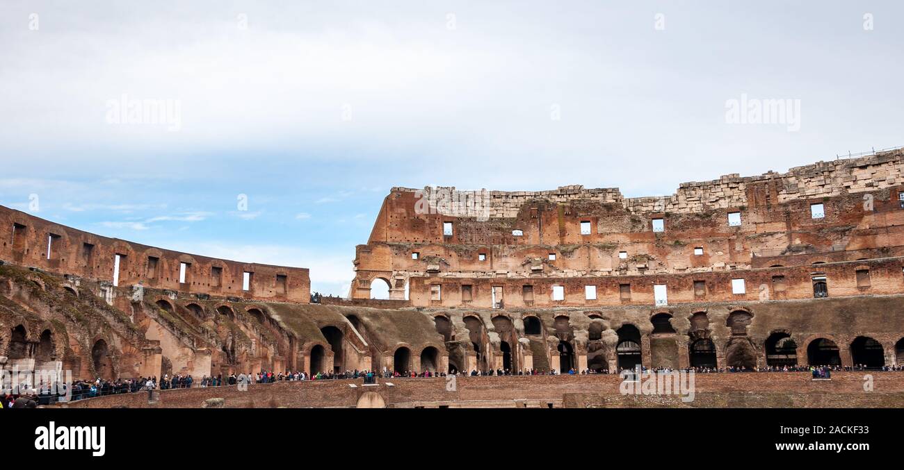 Rome Italy. Internal view of the Colosseum, famous for shows with ...