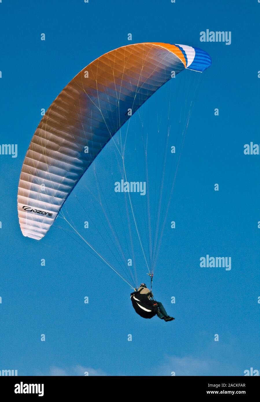 Parafoil in flight. Parafoils are fabric wings that have separate cells ...