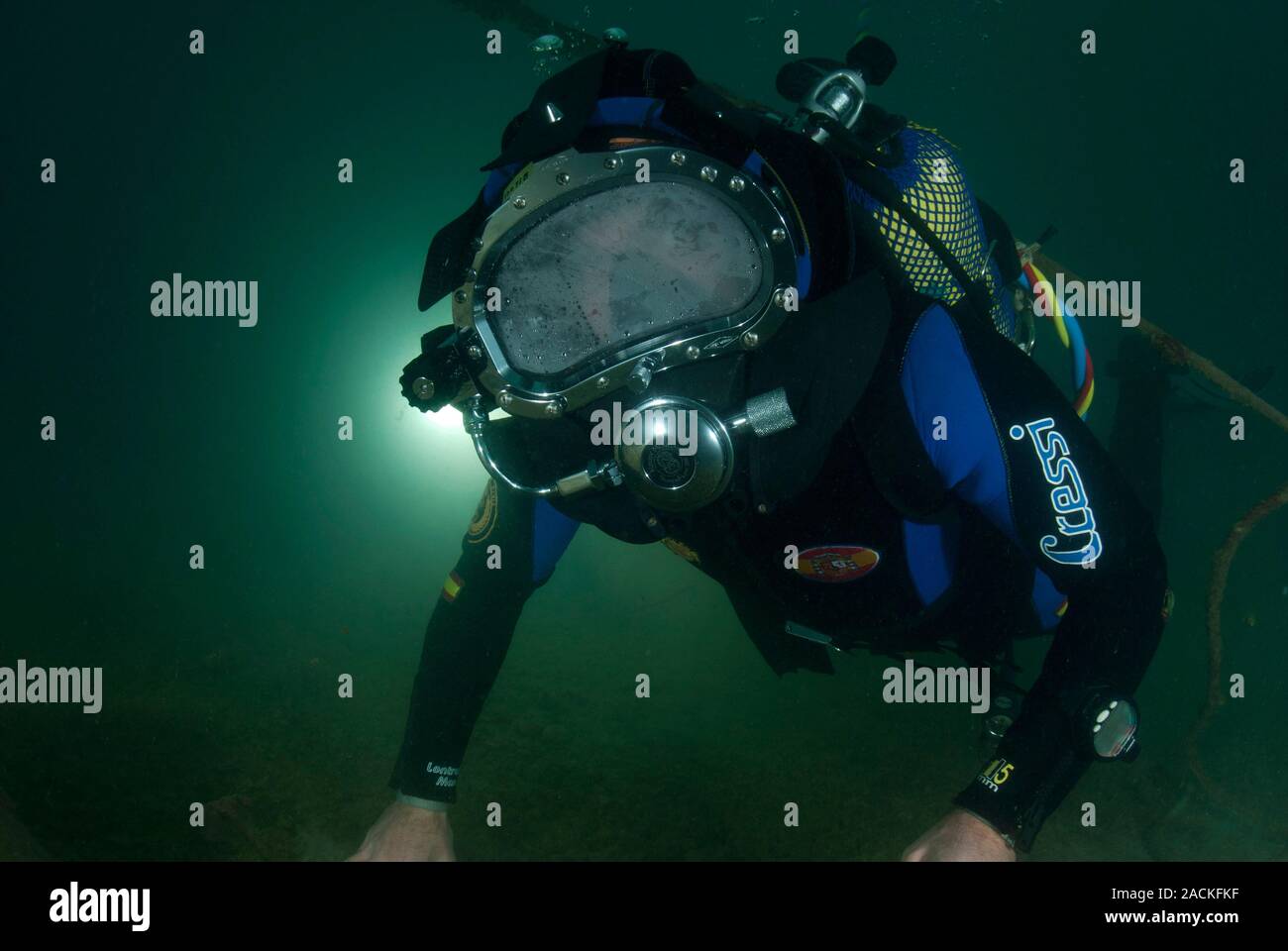 Professional diver. Commercial surface-supplied diver working ...