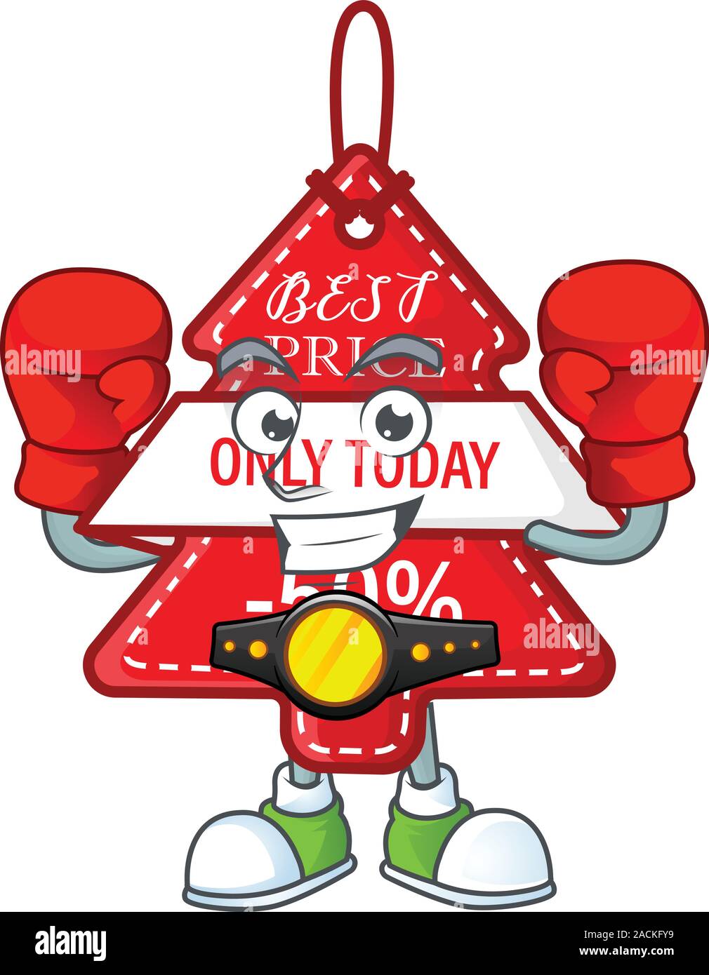Funny Boxing christmas best price tag cartoon character style Stock ...