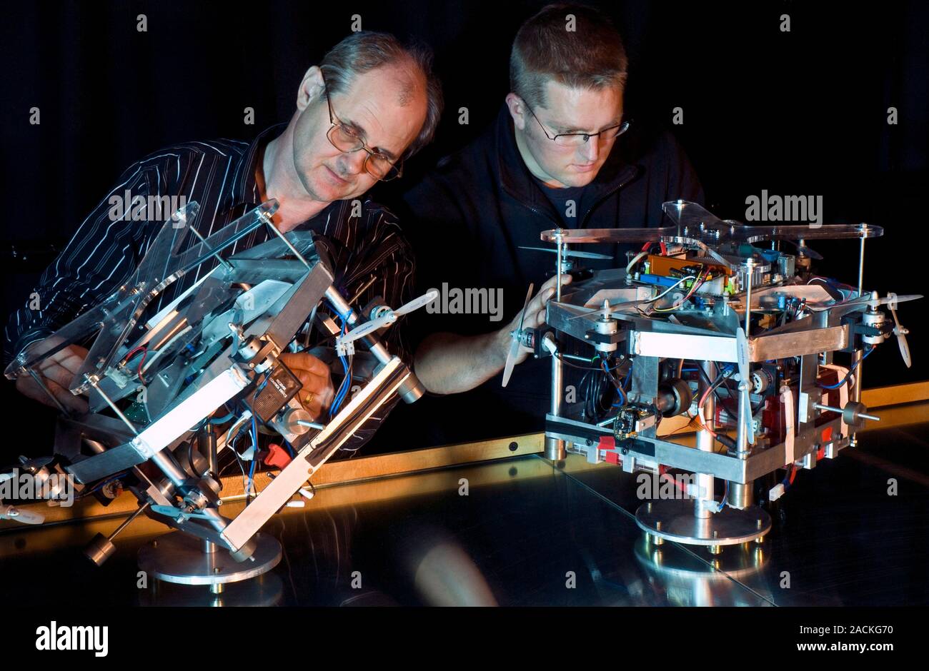 Spacecraft control systems. Researchers working on an artificial ...