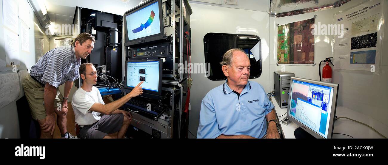 LIDAR laser atmospheric research. Researchers in the Space Dynamics Laboratory mobile system ...