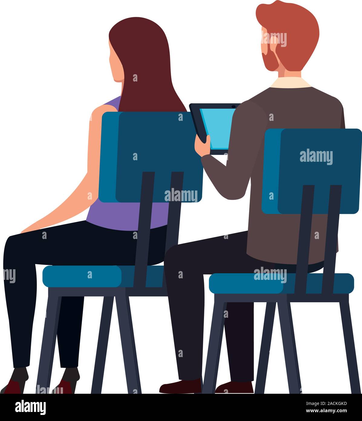 back business people sitting in chair isolated icon Stock Vector Image ...