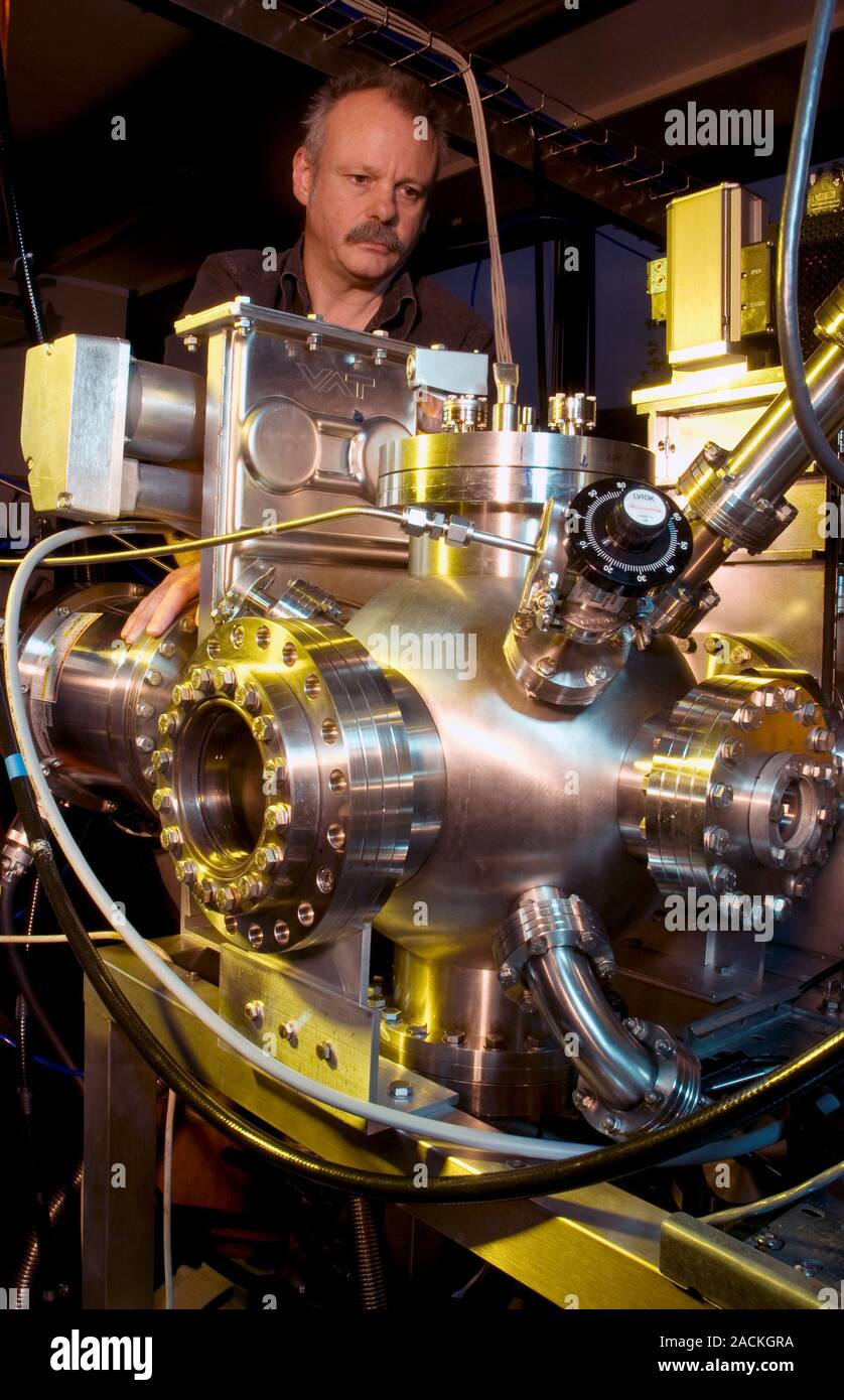 Nano particle production lab. Professor in his nano particle laboratory ...