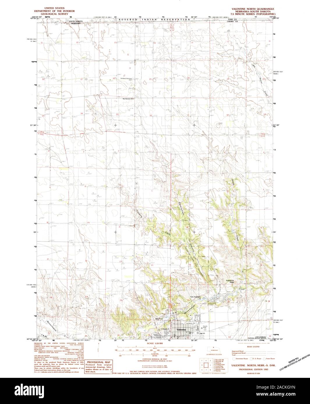 USGS TOPO Map South Dakota NE Valentine North 317380 1983 24000 ...