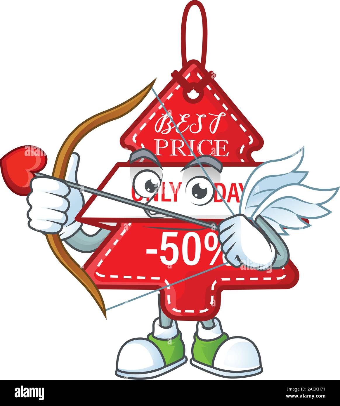 Cute christmas best price tag Cupid cartoon character with arrow and ...