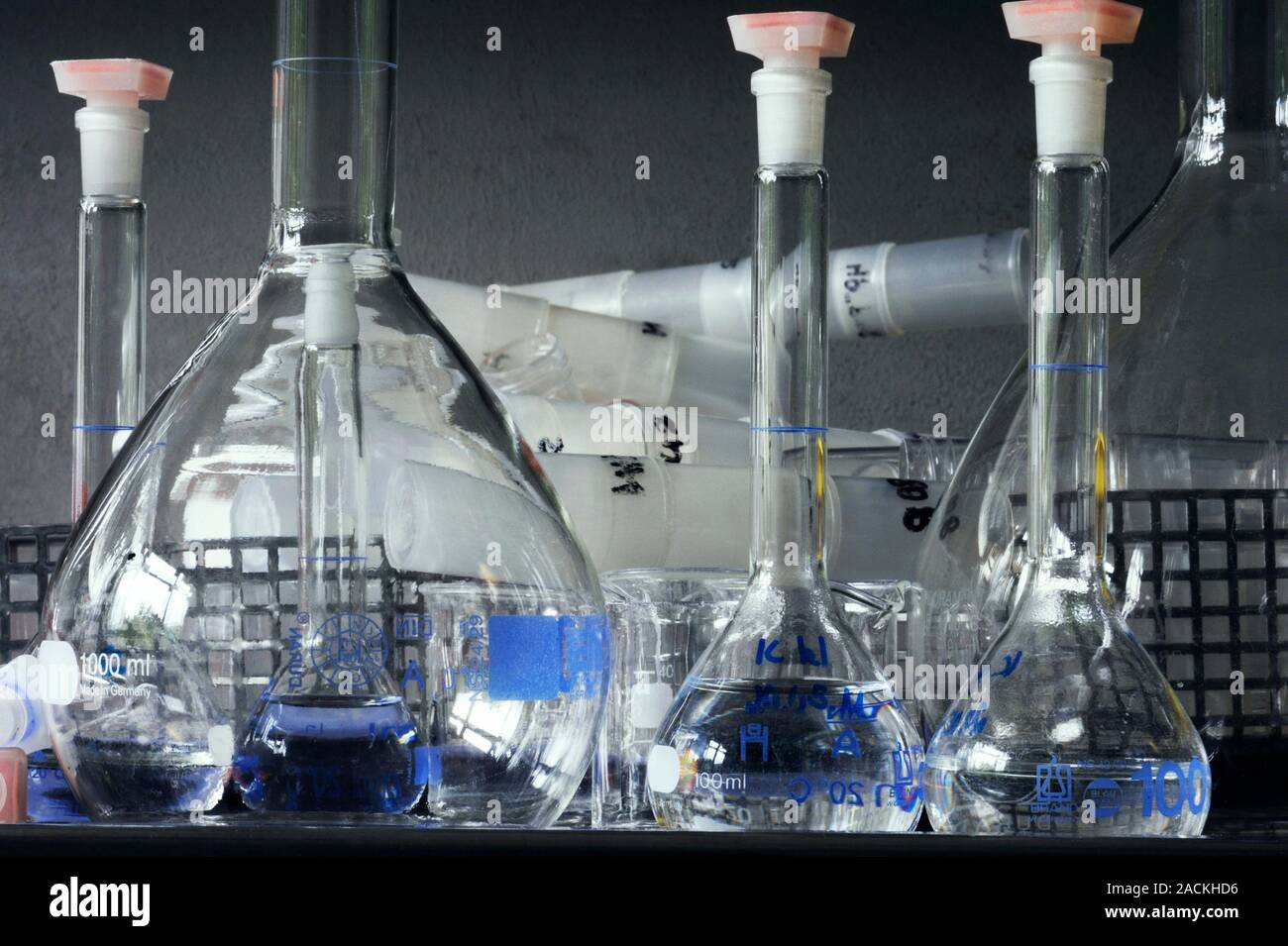 Selection of laboratory flasks Stock Photo - Alamy