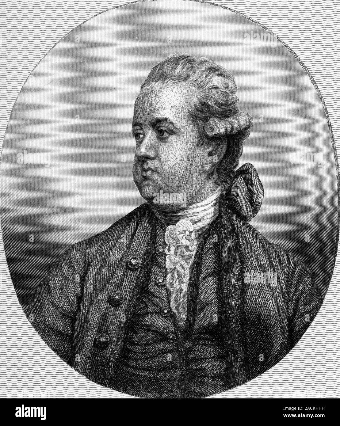 Edward Gibbon (1737- 1794). Historical engraving of the English ...